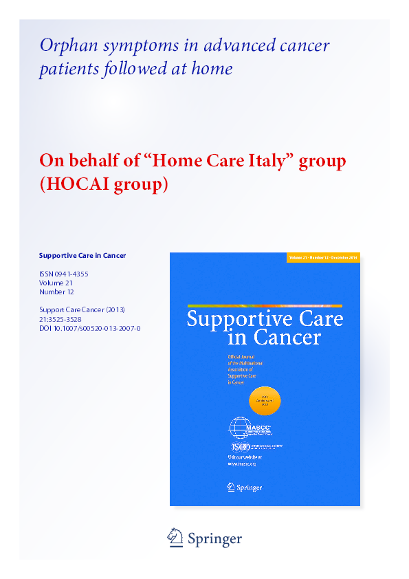 (PDF) Orphan symptoms in advanced cancer patients followed at home ...
