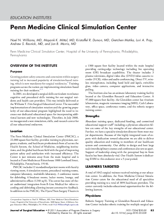 (PDF) Penn Medicine Clinical Simulation Center