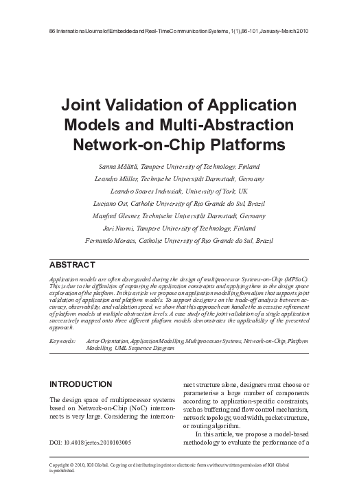 Pdf Joint Validation Of Application Models And Multi Abstraction Network On Chip Platforms