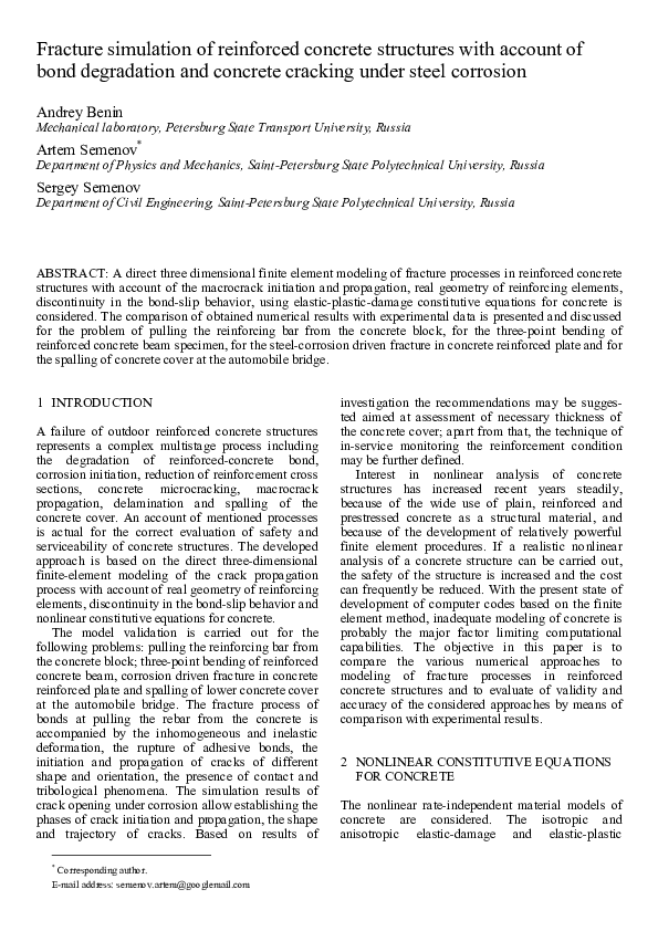 (PDF) Fracture simulation of reinforced concrete structures with account of bond degradation and ...