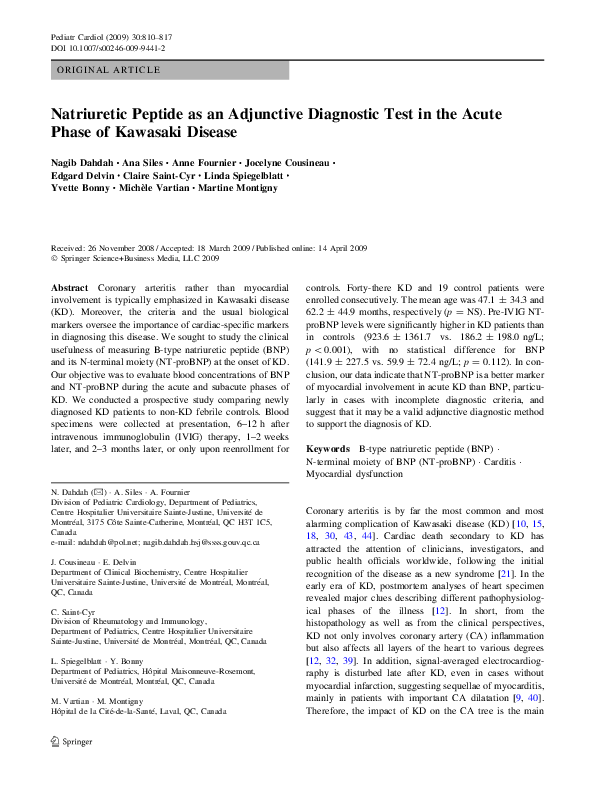 (PDF) Natriuretic Peptide as an Adjunctive Diagnostic Test in the Acute ...