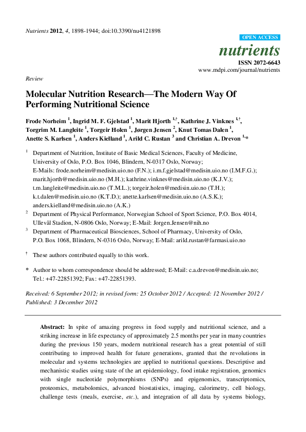 (PDF) Molecular Nutrition Research—The Modern Way Of Performing ...