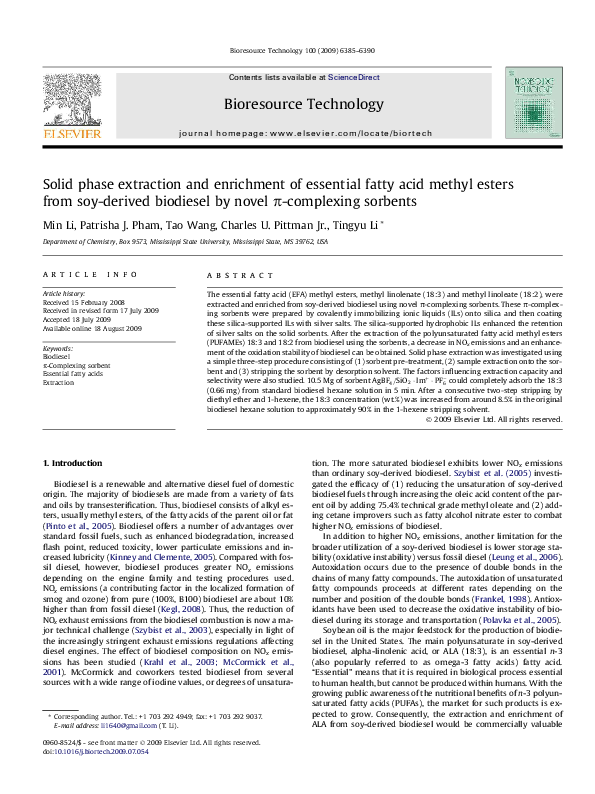 (PDF) Solid phase extraction and enrichment of essential fatty acid methyl esters from soy ...