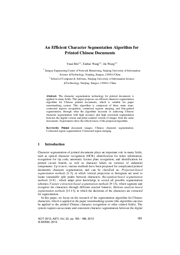 (PDF) Chinese segmentation