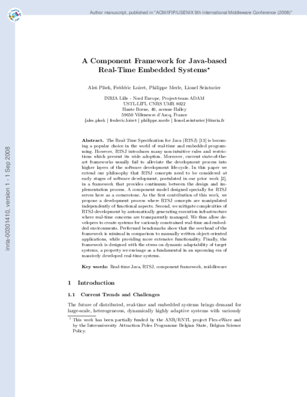 (PDF) A Component Framework for Java-Based Real-Time Embedded Systems