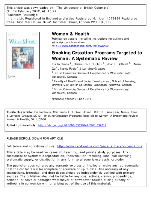(PDF) Smoking cessation programs targeted to women: A systematic review