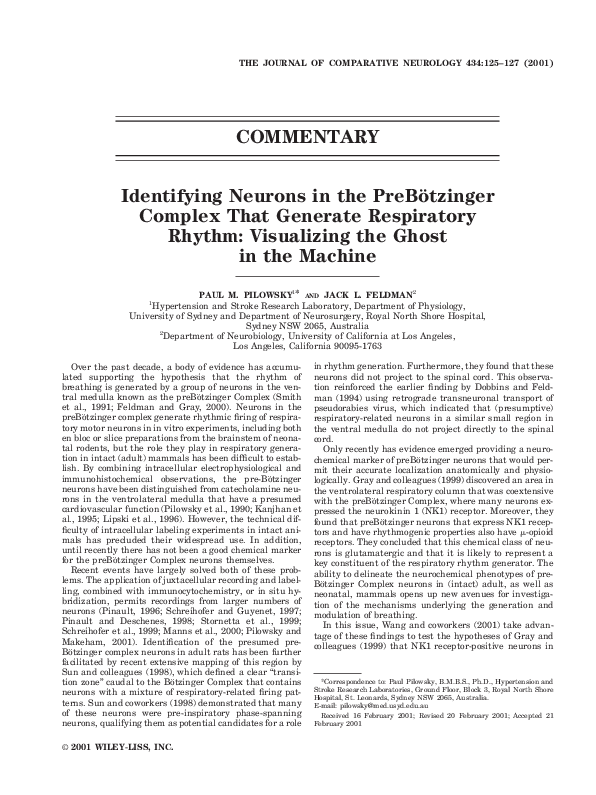 (PDF) Identifying neurons in the PreB tzinger complex that generate respiratory rhythm ...