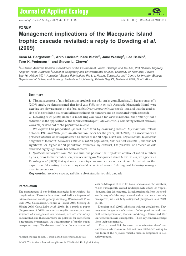 (PDF) Management implications of the Macquarie Island trophic cascade ...