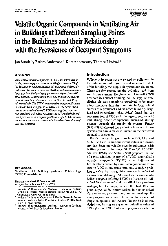 (PDF) Volatile Organic Compounds in Ventilating Air in Buildings at ...