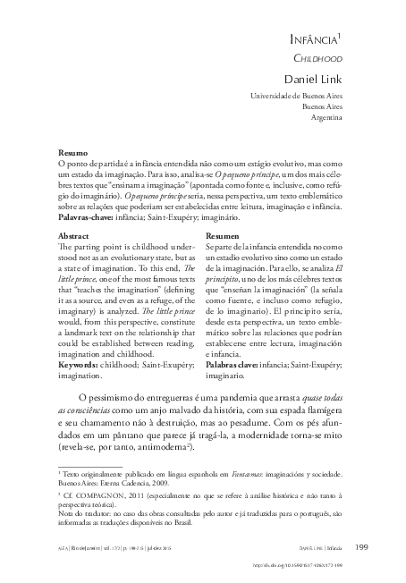 Daniel Link. “Infância”
