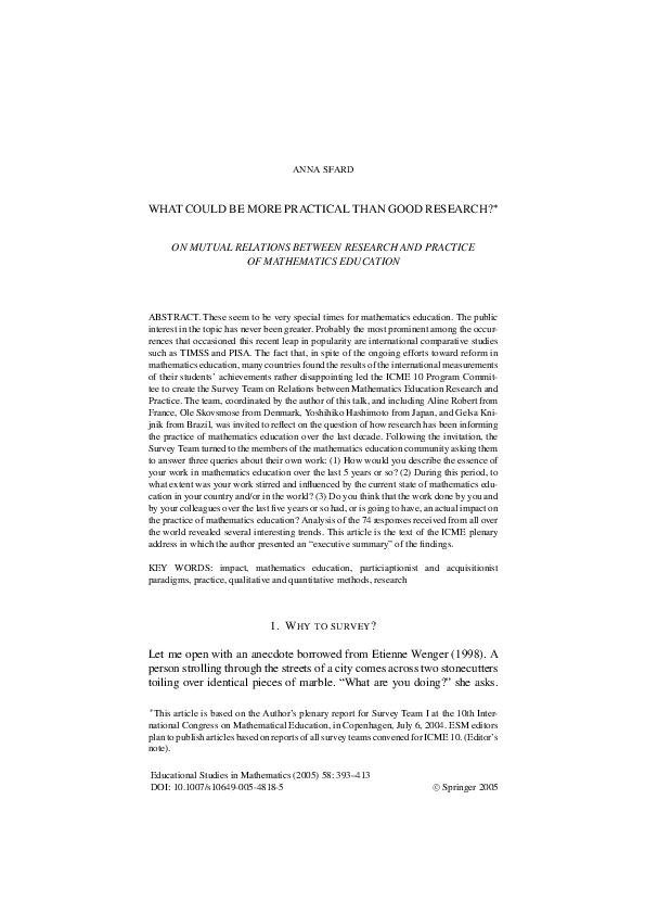 (PDF) What Could be More Practical than Good Research?