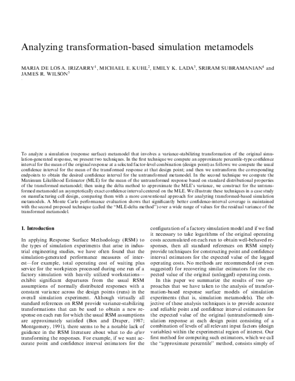 (PDF) Analyzing transformation-based simulation metamodels
