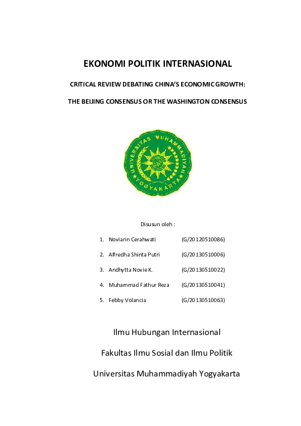 (PDF) Critical Review "Debating China's Growth: The Beijing Consensus ...