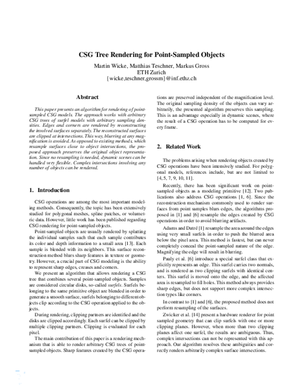 Pdf Csg Tree Rendering For Point Sampled Objects