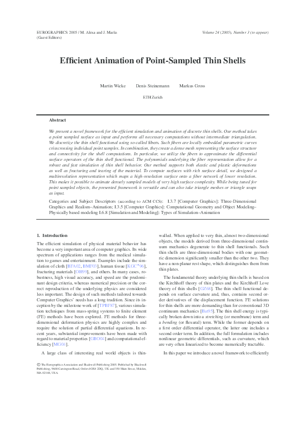 (PDF) Efficient Animation of Point-Sampled Thin Shells