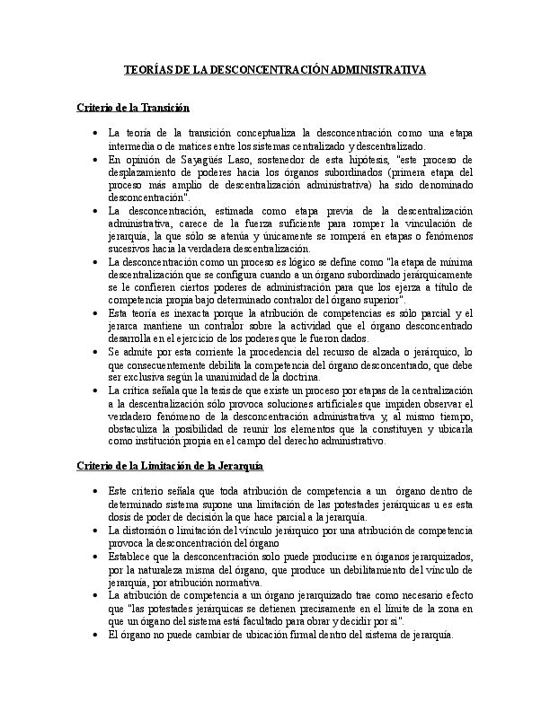 (DOC) TEORIAS DE LA DESCONCENTRACION ADMINISTRATIVA