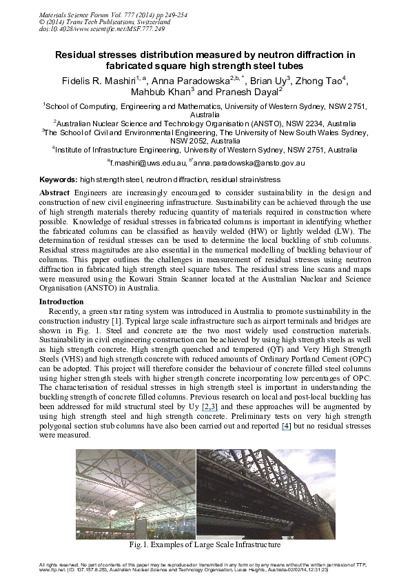 (PDF) Residual Stresses Distribution Measured by Neutron Diffraction in ...