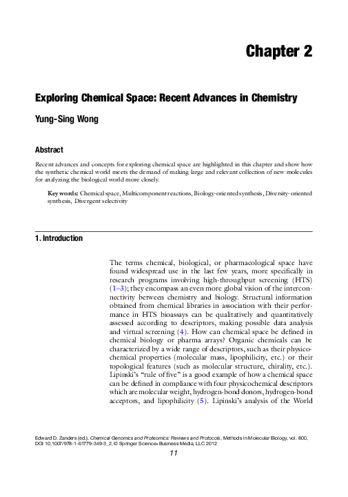 (PDF) Exploring Chemical Space: Recent Advances in Chemistry