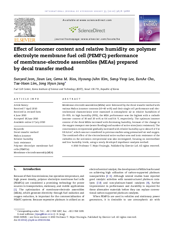 (PDF) Effect of ionomer content and relative humidity on polymer electrolyte membrane fuel cell ...