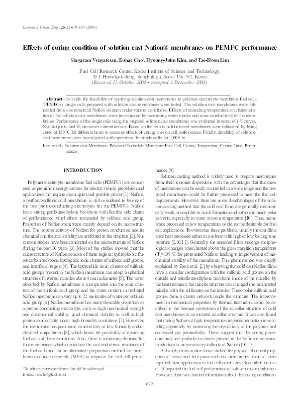 (PDF) Effects of curing condition of solution cast Nafion® membranes on ...
