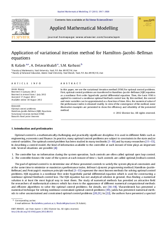 Pdf Application Of Variational Iteration Method For Hamiltonâ