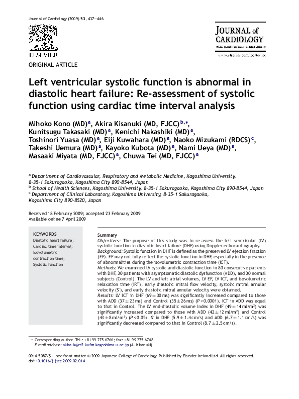 (PDF) Left ventricular systolic function is abnormal in diastolic heart ...