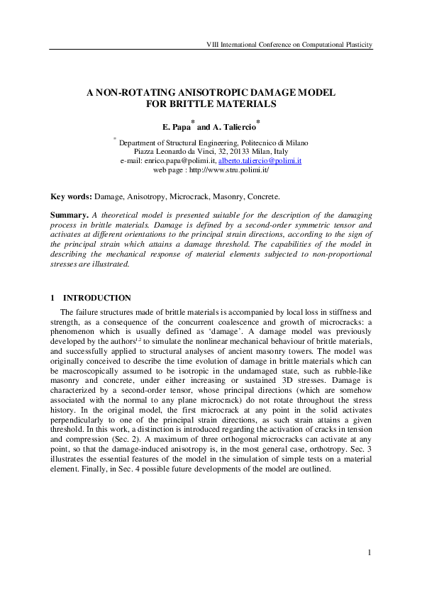 (PDF) A non-local anisotropic damage model for brittle materials