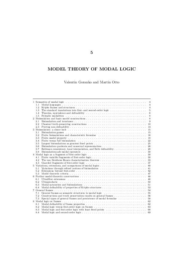 (PDF) 5 Model theory of modal logic