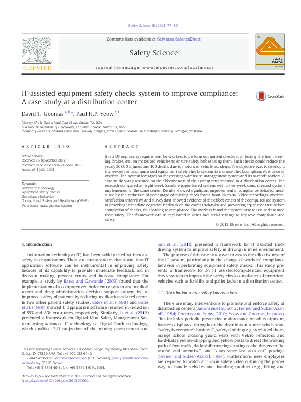 (PDF) IT-assisted equipment safety checks system to improve compliance ...