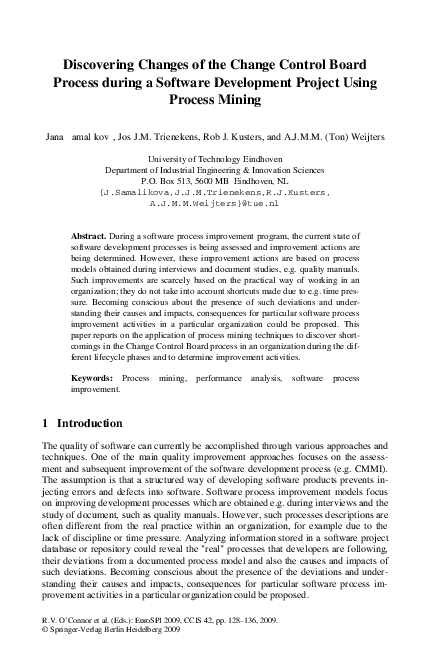 (PDF) Discovering Changes of the Change Control Board Process during a ...