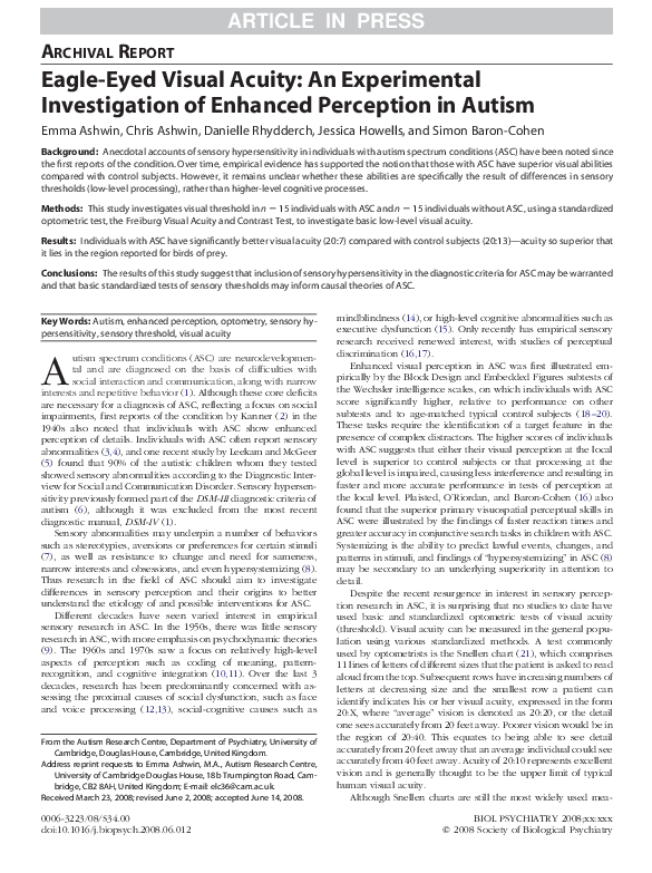 (PDF) Eagle-Eyed Visual Acuity: An Experimental Investigation of ...