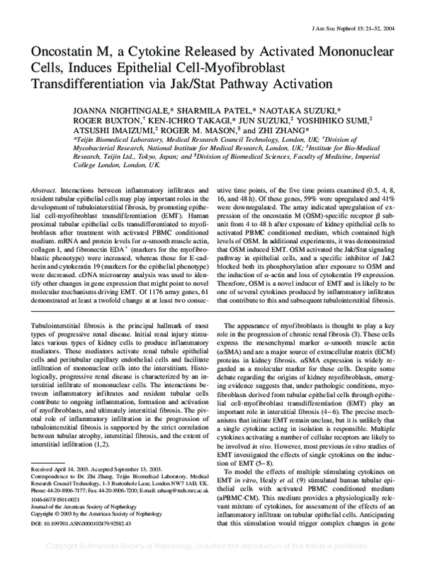 (PDF) Oncostatin M, a Cytokine Released by Activated Mononuclear Cells ...