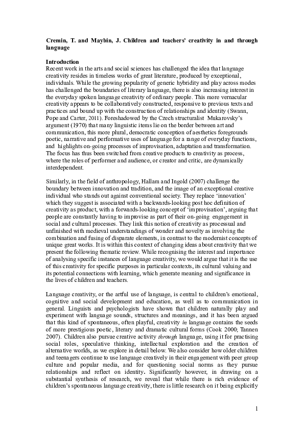 (DOC) Language and Creativity