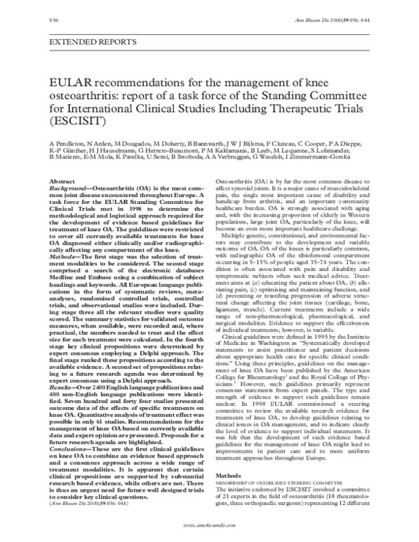(PDF) EULAR recommendations for the management of knee osteoarthritis ...
