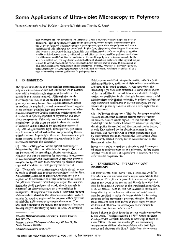 (PDF) Some applications of ultra-violet microscopy to polymers | Norman ...