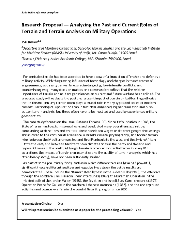 (PDF) Research Proposal — Analyzing the Past and Current Roles of ...
