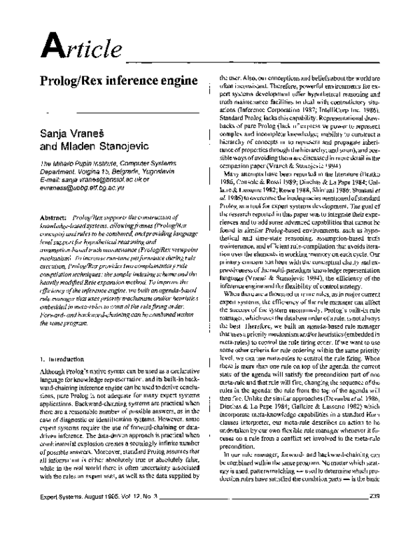 (PDF) Prolog/Rex inference engine