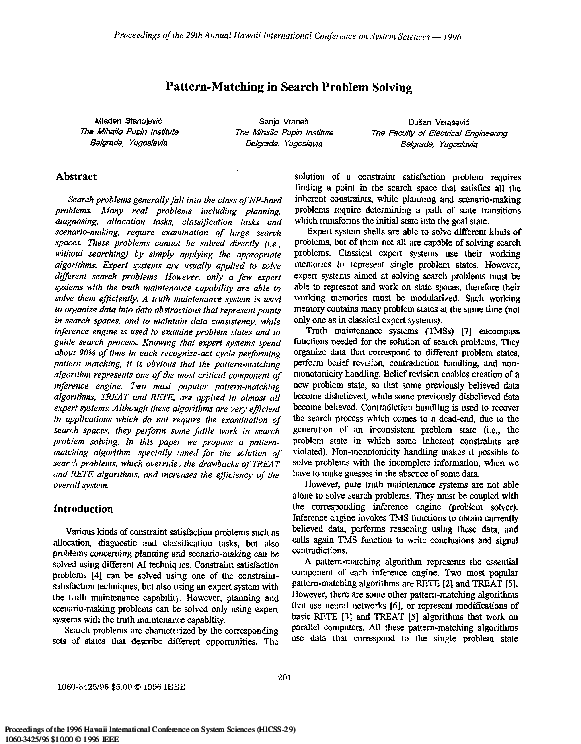 (PDF) Pattern matching in search problem solving