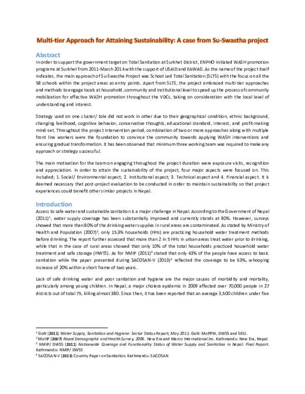 (PDF) Multi-tier Approach for Attaining Sustainability: A case from Su ...
