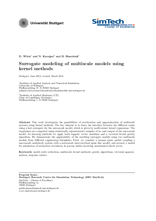 (PDF) Surrogate modeling of multiscale models using kernel methods