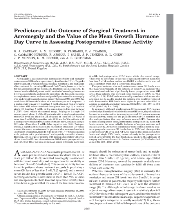 (PDF) Effects of previous growth hormone excess and current medical ...