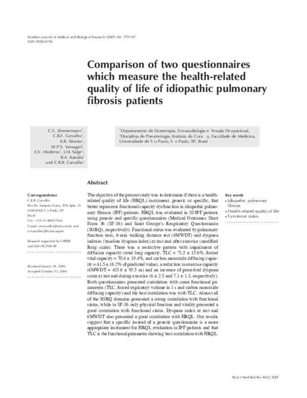 (PDF) Comparison of two questionnaires which measure the health-related quality of life of ...