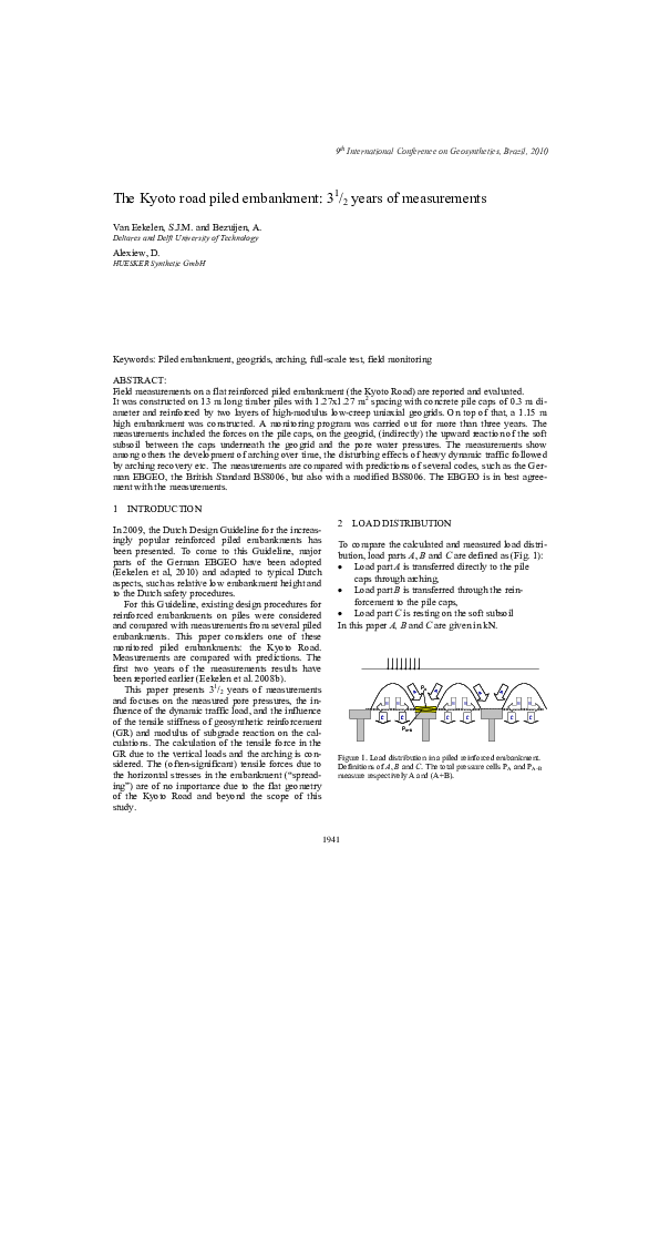 (PDF) The Kyoto road piled embankment: 3 1/2 years of measurements