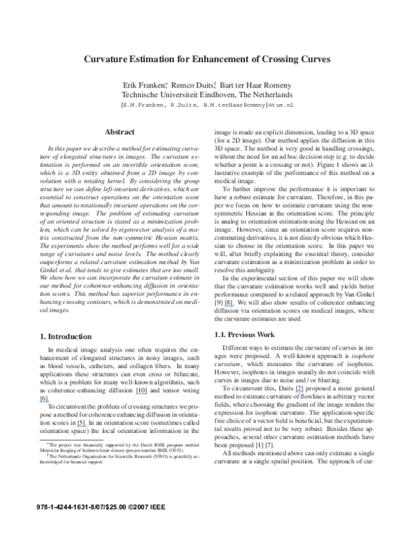 (PDF) Curvature Estimation for Enhancement of Crossing Curves | Remco ...