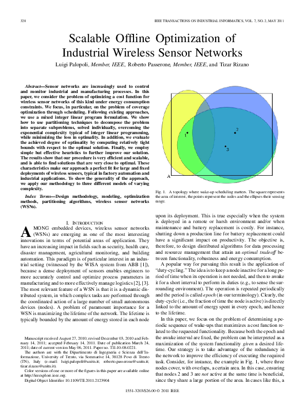 Pdf Scalable Offline Optimization Of Industrial Wireless Sensor Networks