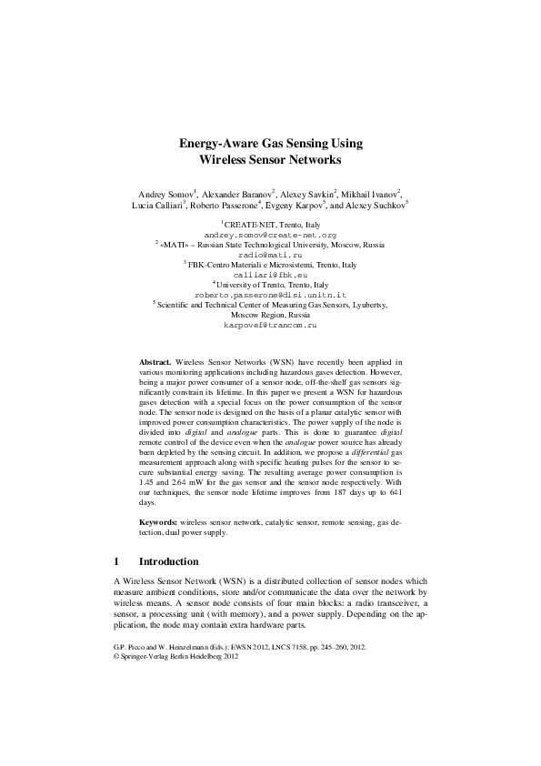 Pdf Energy Aware Gas Sensing Using Wireless Sensor Networks