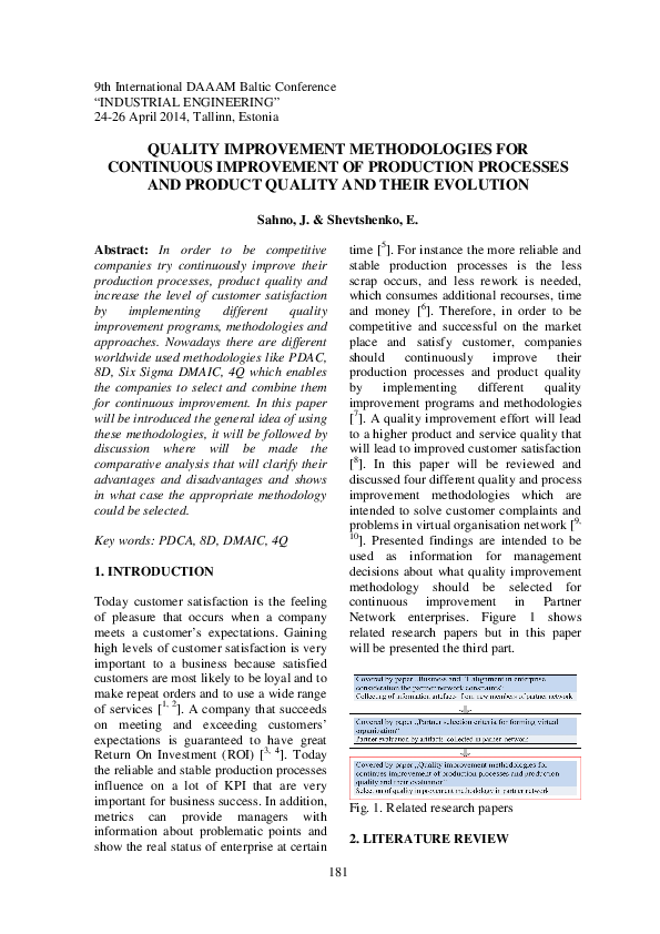 (PDF) QUALITY IMPROVEMENT METHODOLOGIES FOR CONTINUOUS IMPROVEMENT OF ...