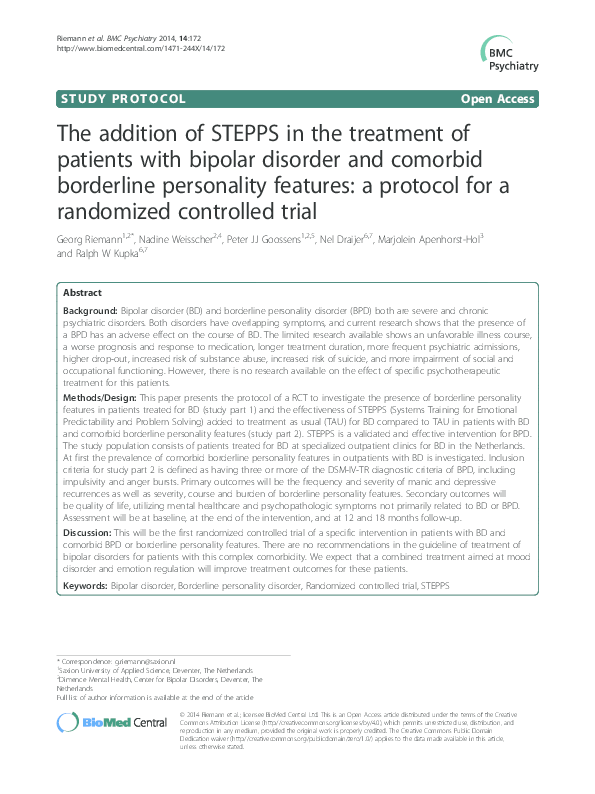 (PDF) The addition of STEPPS in the treatment of patients with bipolar ...