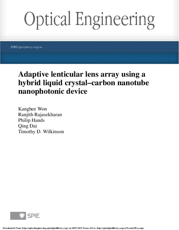 (PDF) Adaptive lenticular lens array using a hybrid liquid crystal ...
