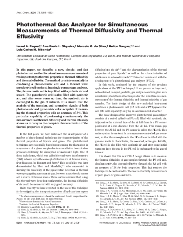 (PDF) Photothermal Gas Analyzer for Simultaneous Measurements of ...